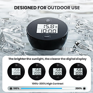 Ice Bath Thermometer, Water Bath Thermometer for Ice Bath, Cold Plunge Thermometer and Waterproof Timer, Floating Thermometer Gauges, Water Temperature Thermometer - Black