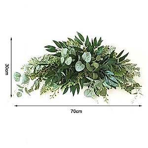 SYLOTS 27.5 Floral Swag, Large Artificial Mixed Eucalyptus Leaves Swag, Handmade Front Door Twigs Leaves Greenery Decorative Swag for Wedding Arch Party Wall Home Garden Decor