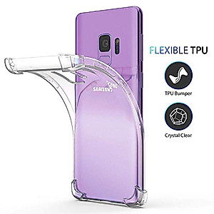 KIOMY Galaxy S9 Plus Case Crystal Clear Shockproof Bumper Protective Phone Cover for Samsung Galaxy S9+ Transparent Pure TPU Skin for Men Women Girls Flexible Rubber Silicone
