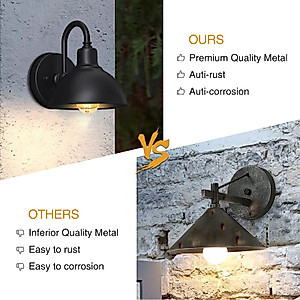 Naurham Barn Light Gooseneck Light- Small Farmhouse Outdoor Lighting, 1-Light Outdoor Gooseneck Lighting Farmhouse Wall Sconce for Patio Porch Garage (6.4" Diameter, 1pc)