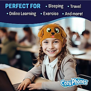 CozyPhones Kids Headphones, Headband Earphones for Children Baby & Toddlers 1-3, Stretchy & Comfy Travel Accessories - Wireless - Brown Puppy Dog