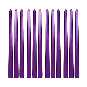 Zest Candle 12-Piece Taper Candles, 12-Inch, Purple