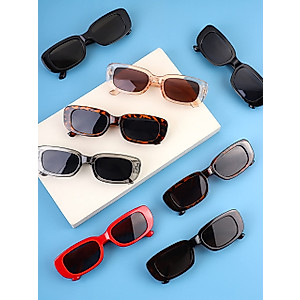 Aodaer 24 Pairs Women Small Rectangle Sunglasses Vintage Square Eyewear Retro Wide Square Frame Sunglasses for Outdoor