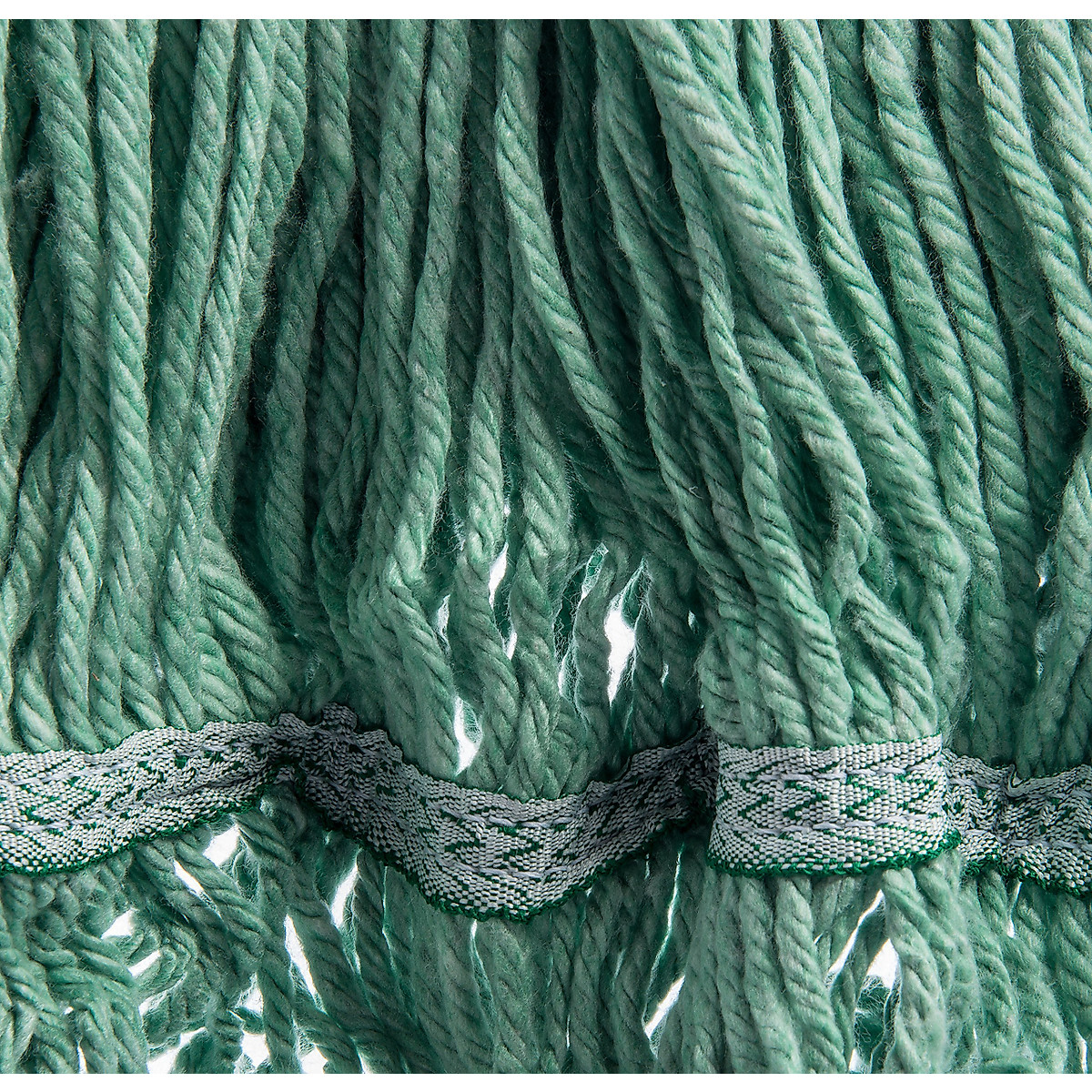 SPARTA Flo-Pac Cotton Mop Head, Loop-Ended, Wide Band with Green Band for Organized Cleaning, Medium, Green