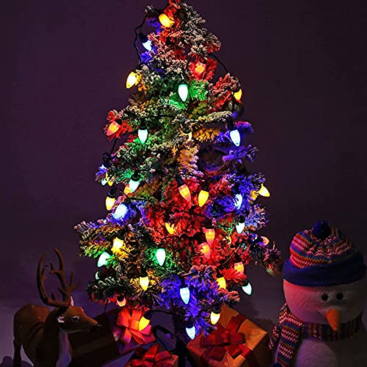 C9 Bulbs - 33ft 50LEDs Christmas String Lights with 29V Safe Adaptor, 5 Sets Connectable,UL Certified Outdoor Indoor Fairy Lights for Christmas Tree Party Garden Decorations