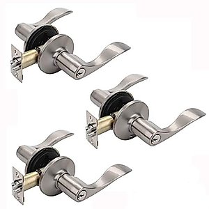 Dynasty Hardware HER-00-US15, Heritage Front Door Entry Lever Lockset, Satin Nickel - (3 Pack) - Keyed Alike