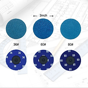 Crossarctic 75Pcs 3 inch Quick Change Disc Set, Zirconia Roll Lock Sanding Disc with 1/4" Holder for Die Grinder Surface Prep Strip Grind Polish Finish Burr Rust Paint Removal