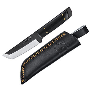 Perkin Hunting Knife With Sheath Fixed Blade Knife Full tang Bushcraft Knife Tanto Blade - PK800 Black