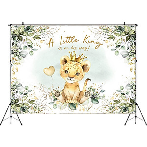 MAYSSKQ Lion Baby Shower Backdrop Safari Wild Green Leaves Baby Shower Background We are Roaring with Excitement Lion Baby Shower Backdrops Cake Table Decorations (7x5ft)