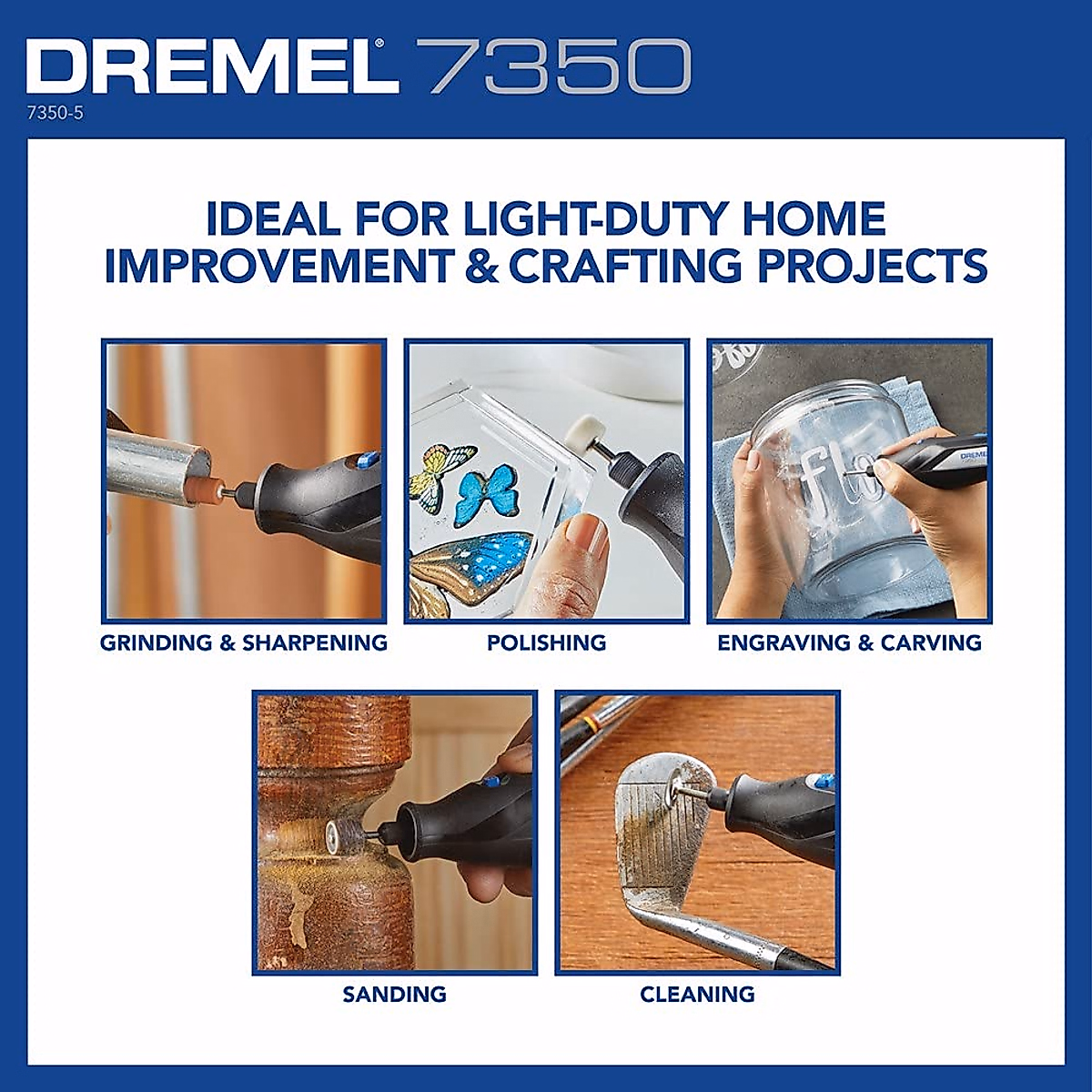Dremel 7350-5 Cordless Rotary Tool Kit, Includes 4V Li-ion Battery and 5 Rotary Tool Accessories - Ideal for Light DIY Projects and Precision Work