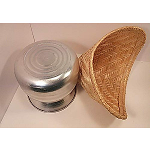 YANEE Sticky rice pot set cooker original classic style also the method that is still in use in Thailand 1 set consist of Aluminum pot size 9 x 9 inch and Bamboo basket size 13 x 17.inch