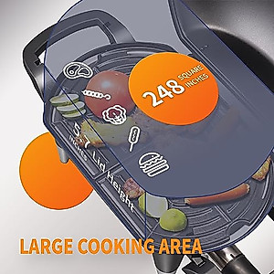 VANSTON Outdoor Electric Barbecue Grill & Smoker with Removable Stand, Cart Style, Black, 1500W Portable and Convenient Camping Grill for Party, Patio, Garden, Backyard, Balcony, Built-In Thermometer