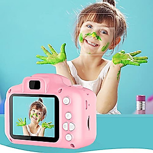 Kids Camera, Children Digital Rechargeable Cameras Toddler Educational Toys, Mini Children Video Record Camera, 2 Inch Screen & 32GB SD Card for Birthday (Pink)