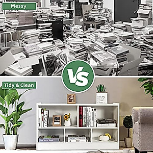 SILKYDRY Cube Bookcase, 2-Tier 5 Cube Open Storage Cabinet, Horizontal Bookshelf for Organizing Toys Books, Multipurpose Display Book Shelves for Home Office, Children's Rooms, Classroom (White)