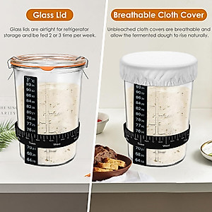 TOKPELA Sourdough Starter Jar Glass, Wide Mouth Sourdough Starter Jars, Sourdough Starter Kit with Wooden Spoon, Cloth Cover, Glass Lids, Sourdough Starter Jar 27oz for Sourdough Bread Baking Supplies