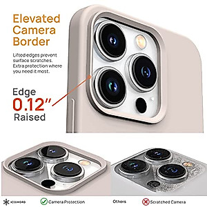 IceSword iPhone 13 Pro Stone Case 6.1” (2021), Liquid Silicone Slim Shockproof Phone Case Cover,Soft Anti-Scratch Microfiber Lining,Matte Beige, Tan, Cream, Protective Compatible iPhone 13 Pro - Stone