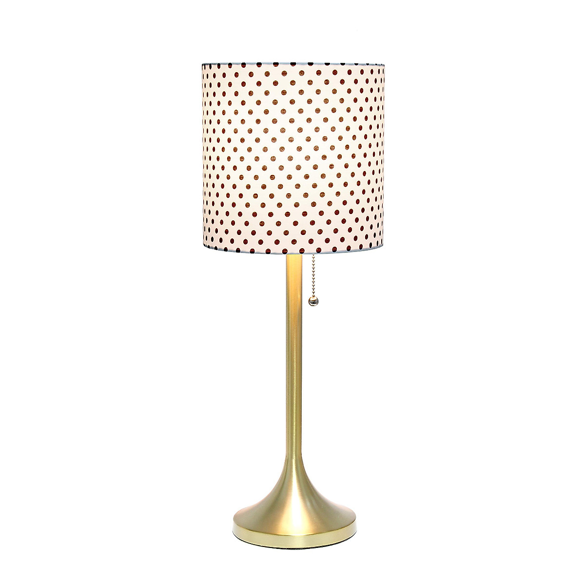 Simple Designs LT1076-GDD Tapered Fabric Drum Shade Table Lamp, Gold and Polka Dot