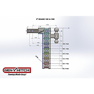 GEN-Y GH-307 MEGA-Duty Adjustable 15" Drop Hitch Only for 2" Receiver - 10,000 LB Towing Capacity - 1,500 LB Tongue Weight