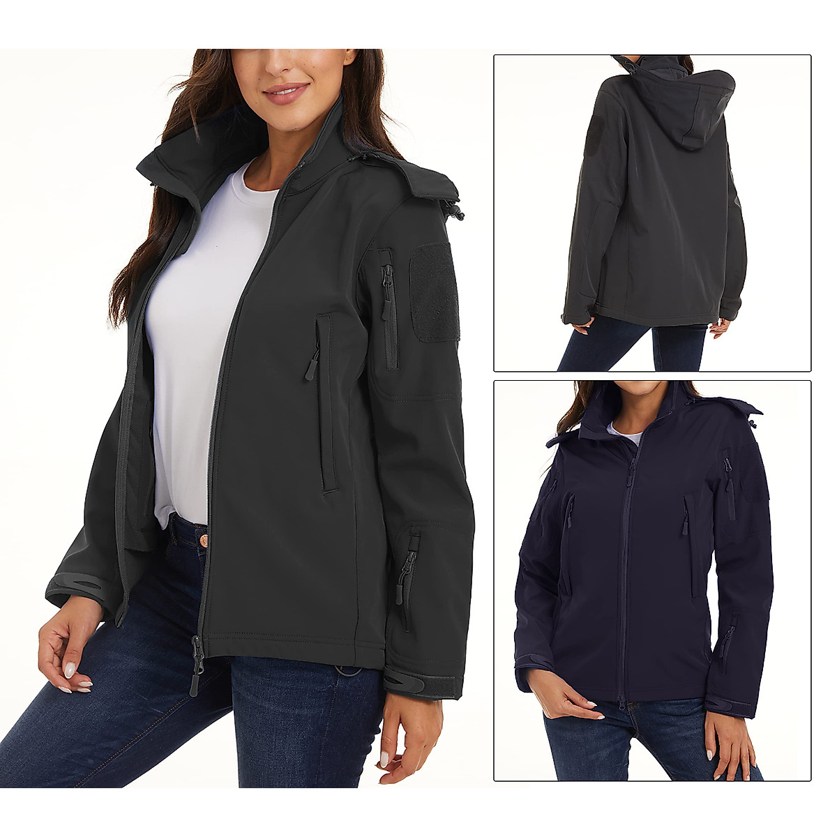 MAGCOMSEN Snowboard Jacket Women Waterproof Jacket Women Warm Jackets Winter Softshell Coats Outdoor Hiking Jackets for Women Snowboard Coat Rain Tactical Jackets Black