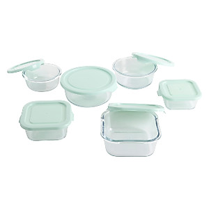 Martha Stewart 12 Piece Storage Borosilicate Glass Container Set w/Snap Martha Blue Lids