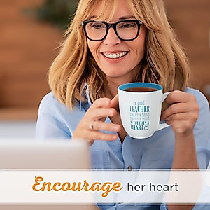 Christian Art Gifts Ceramic 14 oz Coffee Mug Microwave, and Dishwasher Safe Inspirational Bible Verse Mug for Teachers: Touches a Heart - 1 Corinthians 16:14 Blue and White Novelty Cup