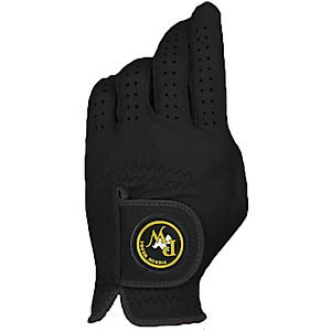 PIGEON WEDGE Leather Golf Glove for Men, Right Handed Golfers, Black, Comfortable Design, Maximum Grip, All Weather Golfing Glove, Worn On Left Hand, Breathable, Durable, Gift for Golfers
