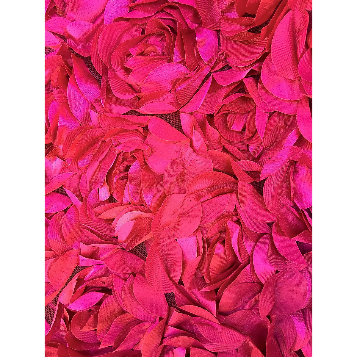 Maci HOT Pink 3D Floral Polyester Satin Rosette on Mesh Fabric by The Yard - 10057