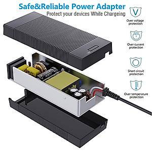 Qoovi 42V 2A Power Adapter with PowerFast 3-Prong Inline Connecter for 36V Sports Mod,Pocket Mod,and Dirt Quad Lithium Battery,Universal Electric Scooter Power Supply
