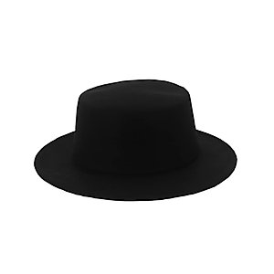 Classic Black Fedora Hats Flat Church Derby Caps Wide Brim Pork Pie Hats Fashion Bowler Cap for Wedding Party Performance