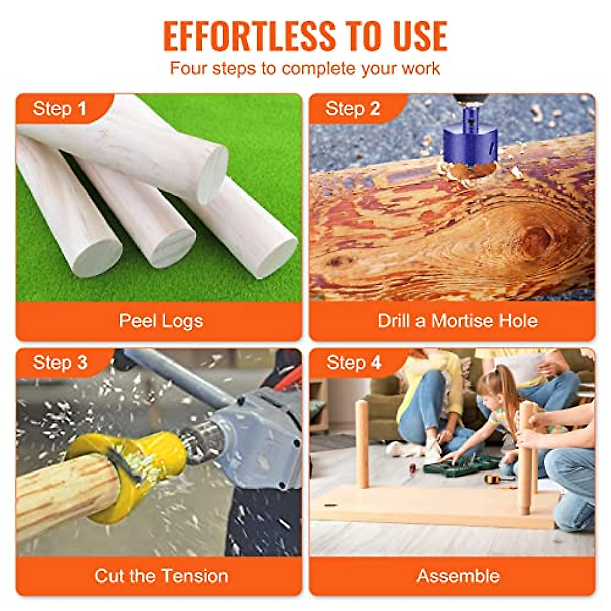 VEVOR Tenon Cutter, 1"/25.4mm & 1.5"/38mm & 2"/50.8mm, with Dual Straight Blades & Button Screws Home Master Kit, Premium Aluminum & Steel Log Furniture Cutter, Commercial Starter’s Tool for Home DIY