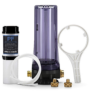 PRO+AQUA RV Water Filter and Portable Water Softener Regeneration Kit - 5 Micron Filtration, Anti-Corrosion Brass Fittings, Transparent Housing, Filters Chlorine, Bad Taste, Odors, Sediment, Bacteria