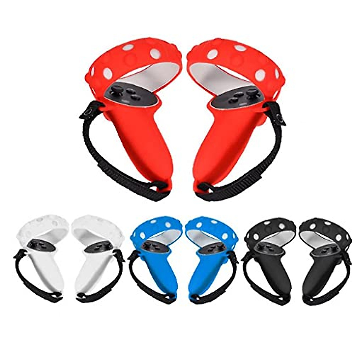 VR Controller Cover Compatible with Oculus Quest 2 Protective Ring Cover Silicone Handle Cover Grip Cap for Headphones White 1 Pair Game Component
