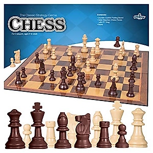 Silly Goose Games Chess Board Game I Cardboard Folding Chess Sets with Plastic Chess Pieces I Chess Board Set for Adults I Travel Chess Set Classic Board Games for Family Night I Checkers Board Games