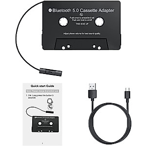 DIGITNOW Car Audio Cassette Receiver, Bluetooth 5.0 Cassette Aux Adapter for Listening Mobile Phone Music and Car Voice Handsfree, Black