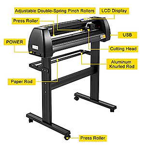 VEVOR Vinyl Cutter Machine, 34in / 870mm, LED Plotter Printer, Precise Manual Positioning, Softwares Support MAC and Windows Systems, Adjustable Force and Speed, Floor Stand for Making Sign Label