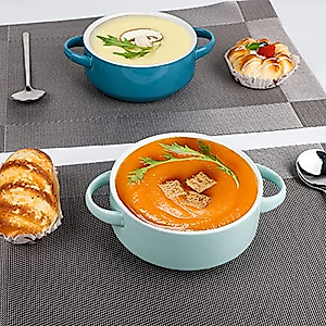 GOOD ALWAYS 22 Oz Bowls, Set of 4 Soup Bowls with Handles and Soup Soops, Ceramic Serving Bowls for Salad, Cereal, French Onion Soup, Dishwasher, Microwave, Oven, Stackable Bowls for Kitchen