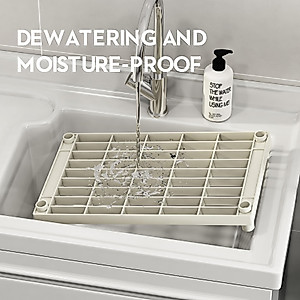 LEAIJIAFY 2 Tier White Plastic Bathroom Organizer Countertop Storage Shelf,Counter Under Sink Standing Shelf Vanity Organizer for Kitchen,Makeup Organizer for Bathroom Cabinet,13MM Metal Tubes