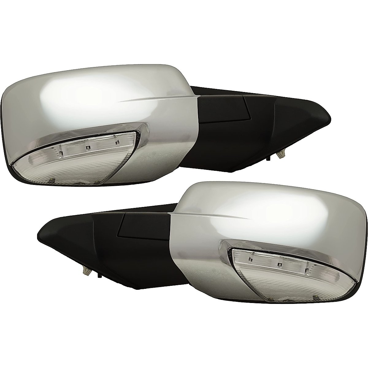 Kool Vue Driver & Passenger Side Power Heated Mirrors for Ram 1500 2500 2014-2018 Power Fold With Signal Light & Puddle Lamp Chrome