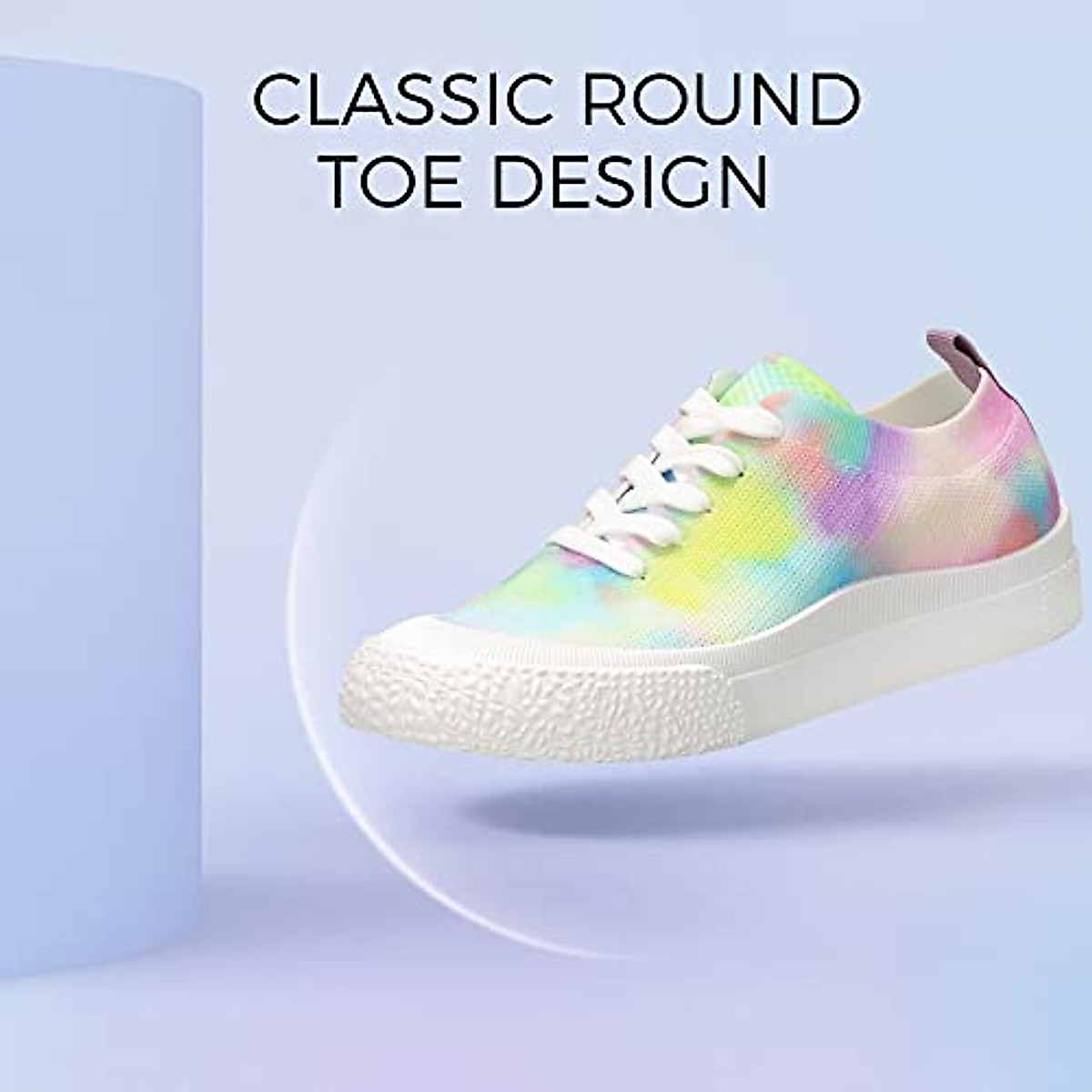 LUCKY STEP Women 's Mesh Fashion Sneaker Round Toe Soft Comfortable Walking Shoes(Pink Tie Dye,7 B(M) US)