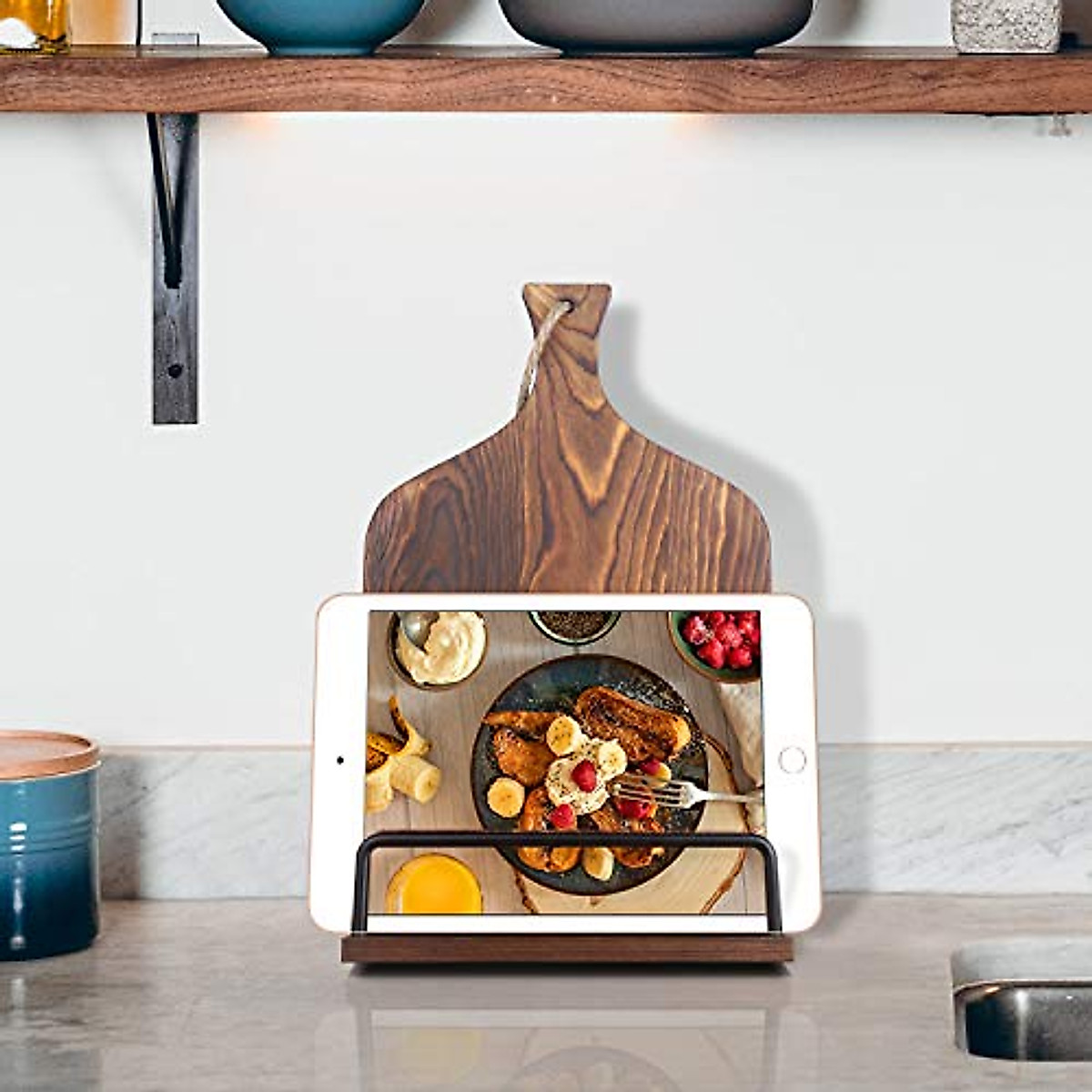 VYNOPA Wood Cookbook Stand Adjustable Recipe Book iPad Rustic Holder Thanksgiving Day Christmas Gift for Grandma, Mother, Women