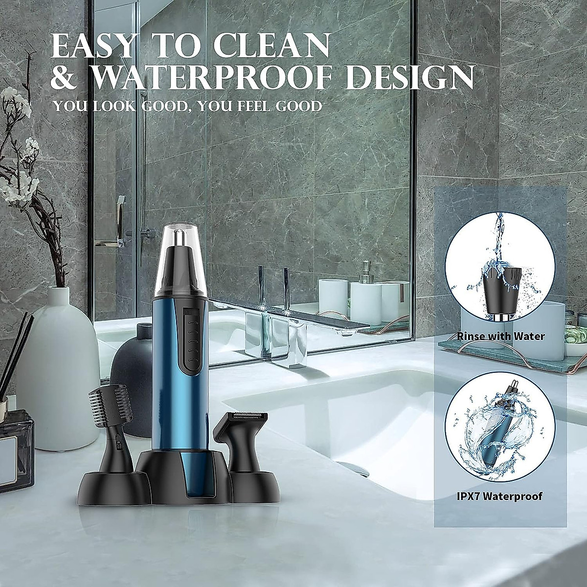 AREYZIN Ear and Nose Hair Trimmer for Men and Women Professional USB Rechargeable Nose Trimmer Nose Clippers Eyebrow Facial Hair Trimmer Body Grooming Kit IPX7 Waterproof Dual Edge Blades