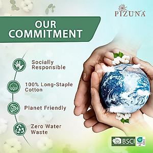 Pizuna Pure 100% Cotton Queen Size Sheets, 800 Thread Count Long Staple Cotton Crisp Sateen Sheets with 15inch Deep Pocket