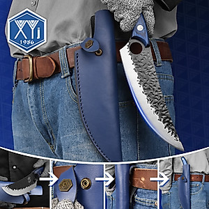 XYJ Full Tang Ancient Butcher Chef Knives Boning Fillet Knife With Carry Sheath Stainless Steel Meat Vegetable Knife For Camping Hunting Outdoor