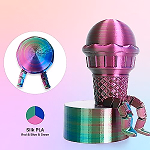 ERYONE Silk Tri-Color Coextrusion PLA Filament,3D Printer 1.75mm,+/-0.03mm, Triple Color Filament 1KG(2.2lbs), Silk Red,Blue and Green