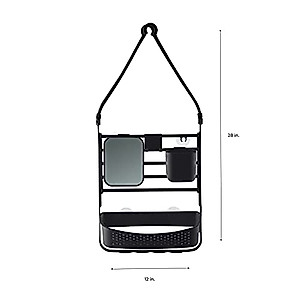 Bath Bliss Deluxe Flex Adjustable Shower Caddy | 2 Hanging Options | Customizable Accessories | Bathroom Storage | Matte Black