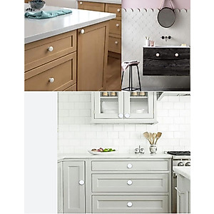 OctinPris 4X White Door Knob Cabinet Retro Round Ceramic Drawer Cupboard Kitchen Dresser Pull Handle Knobs 32mm/1.25" with 3-Sized Screws