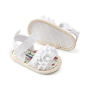 Meckior Summer Infant Baby Girls Sandals Striped Bowknot Soft Rubber Sole First Walker Shoes