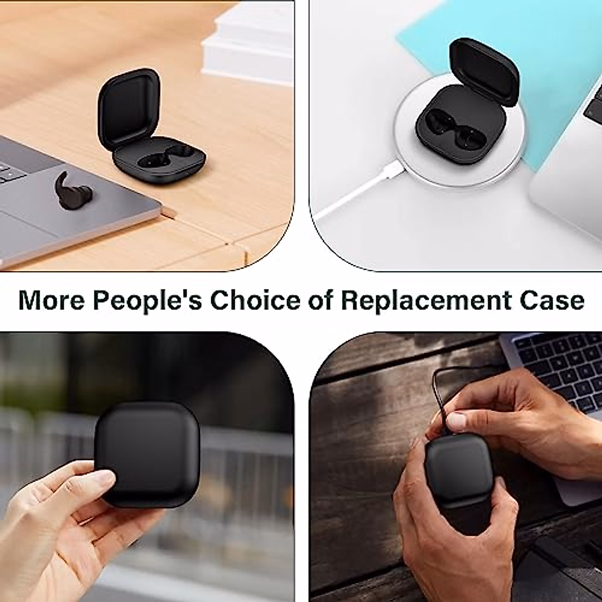 Replacement Charging Case Compatible for Beats Fit Pro, Wireless Charger with Built-in 700mah Battery and Bluetooth Pairing Sync Button, Portable Fast Charging Case (No Earbuds), Black