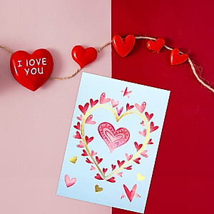 Fancy Land Valentines Cards with Envelopes 12 Heart Cards Blank Inside Gold Foil Embellishment
