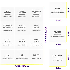 Onyehn 204pcs Waterproof Minimalist Style Bathroom Labels for Organizing Bathroom Storage Bins Containers and Jars to Stick for Glass or Plastic Spray Bottle and Metal